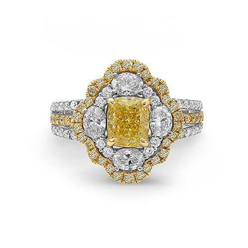 Yellow Diamond And White Diamond, 18K Two Tone Gold Ring – Modani Jewels