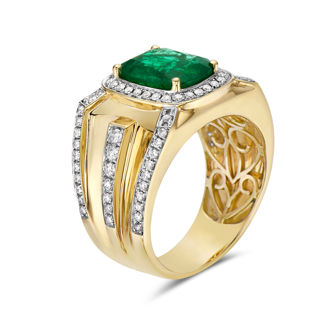 Emerald & White Diamond Yellow Gold Ring – Modani Jewels